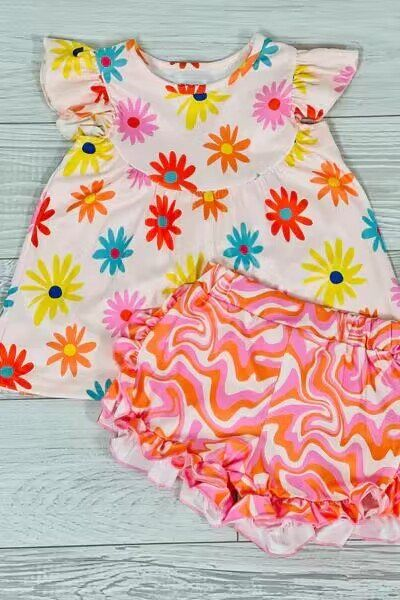 Moq 3 Pre-order GSSO0824 Baby Girl Floral Tops Shorts Summer Set ...