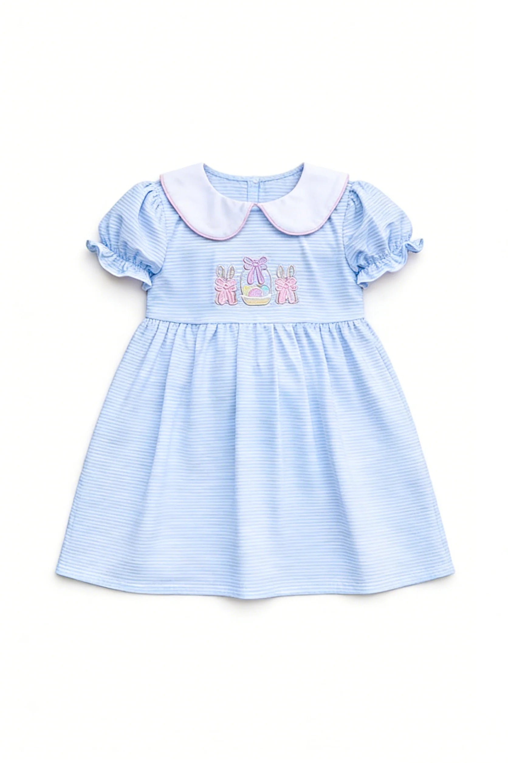 (Pre-order)GSD3668 Cross Flowers Print Girls Easter Knee Length Dress ...